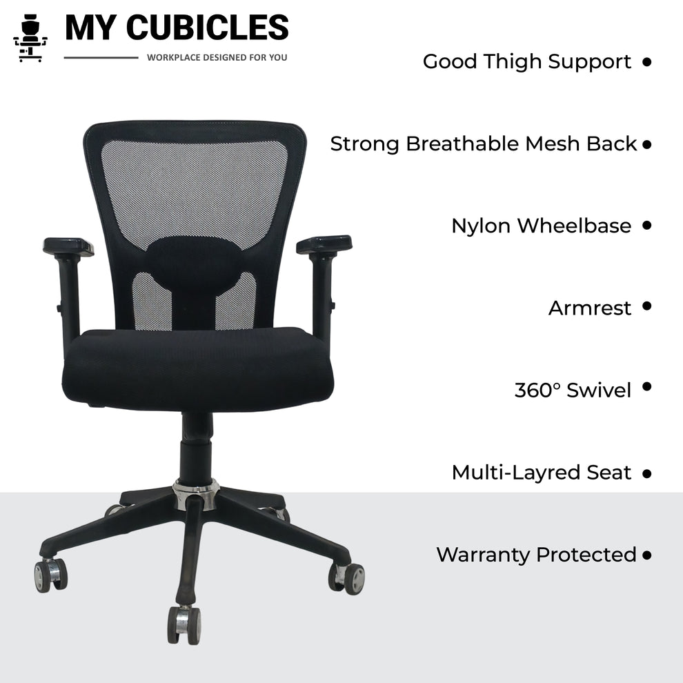 AeroFlex Black Mesh Low Back Office Chair | Nylon Base – My Cubicles