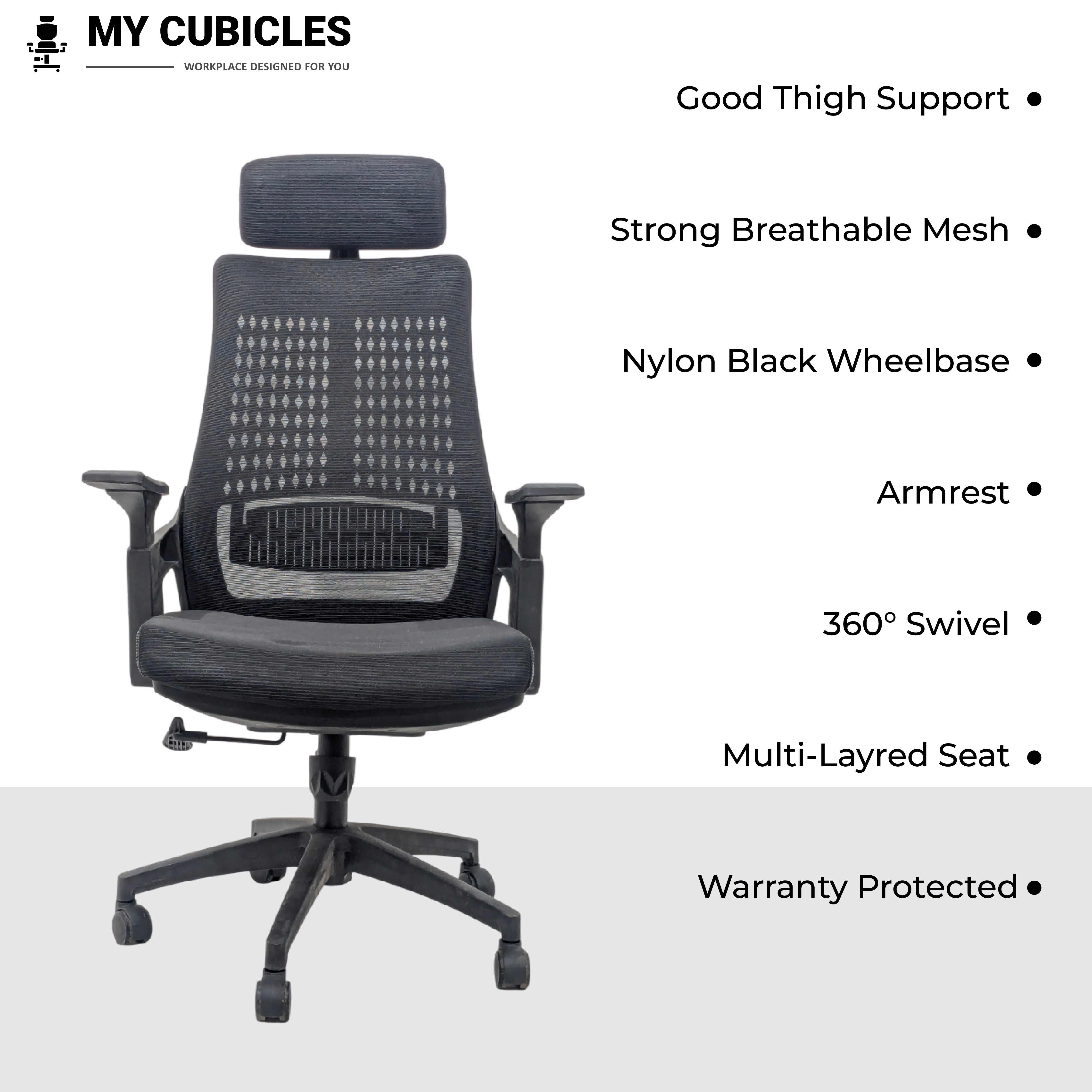 High Back Office Chairs Online @ Upto 60% OFF | My Cubicles